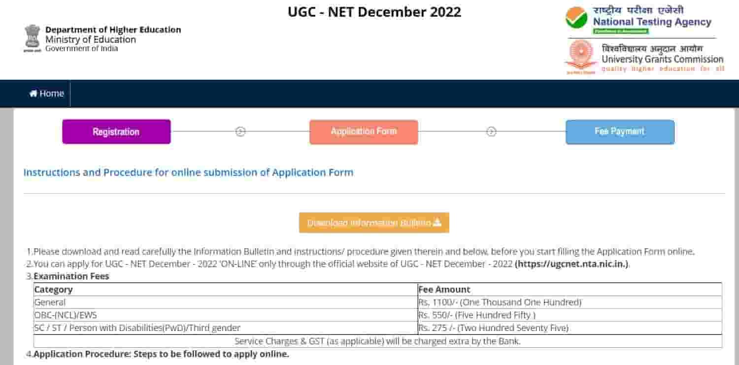 UGC NET Online Form 2023