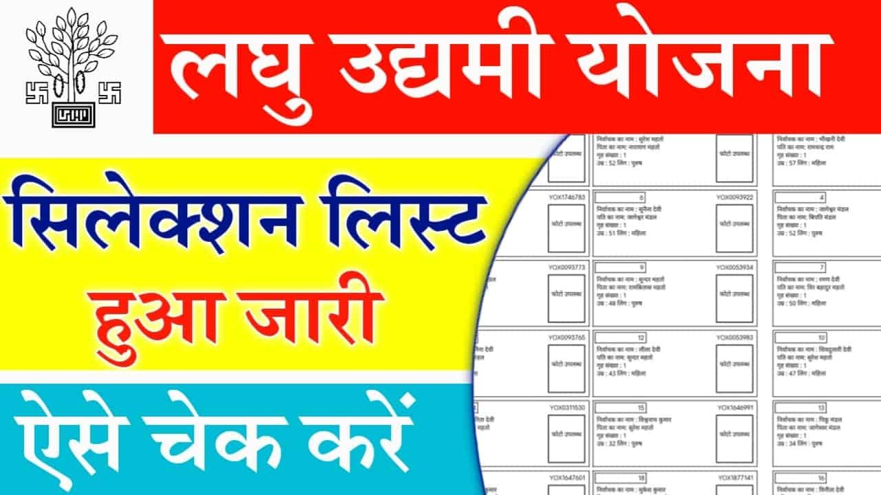 Bihar Laghu Udyami Yojana Selection List 2024