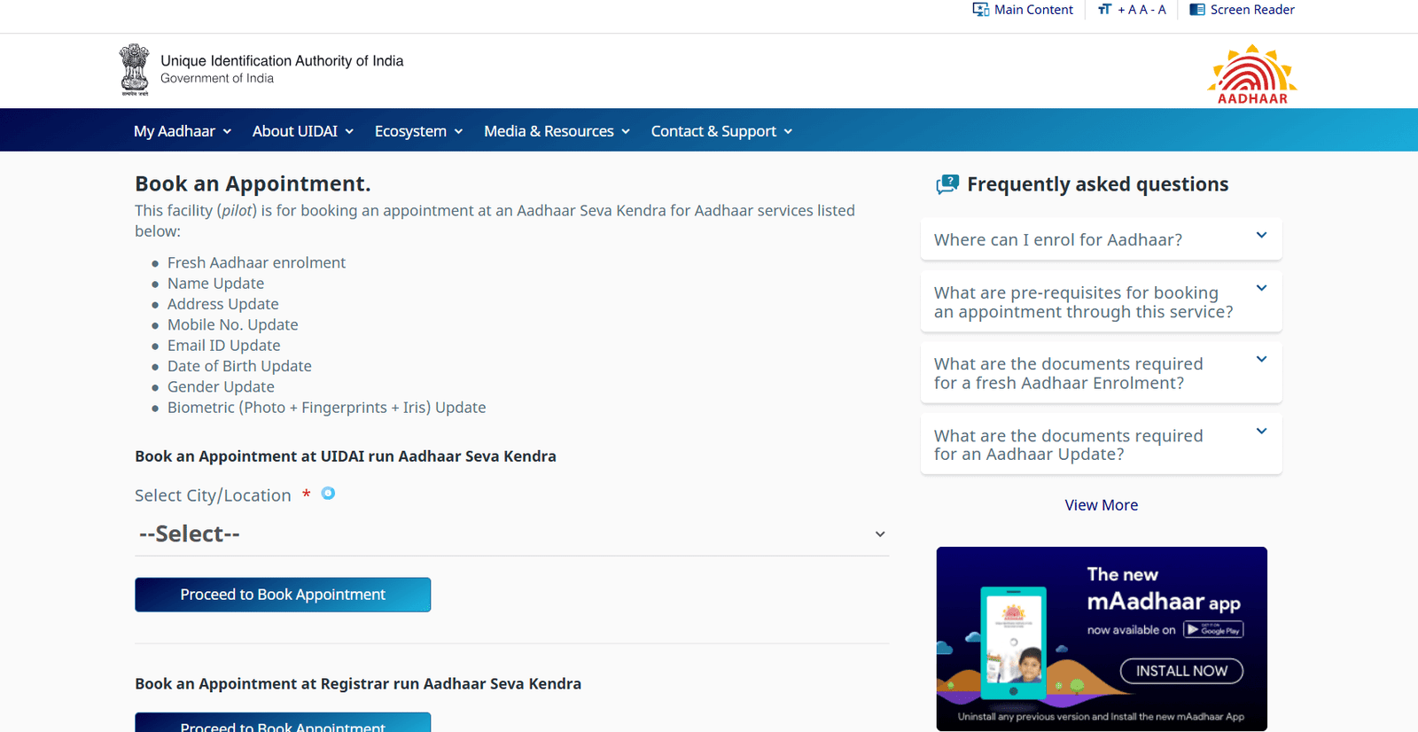 How to Book Appointment in Aadhaar Center 2025 | Aadhaar Slot Booking ...