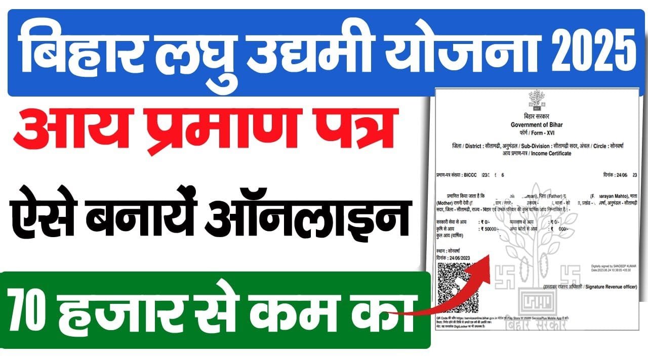 Bihar Laghu Udyami Yojana Aay Certificate 2025: बिहार लघु उद्यमी योजना ...