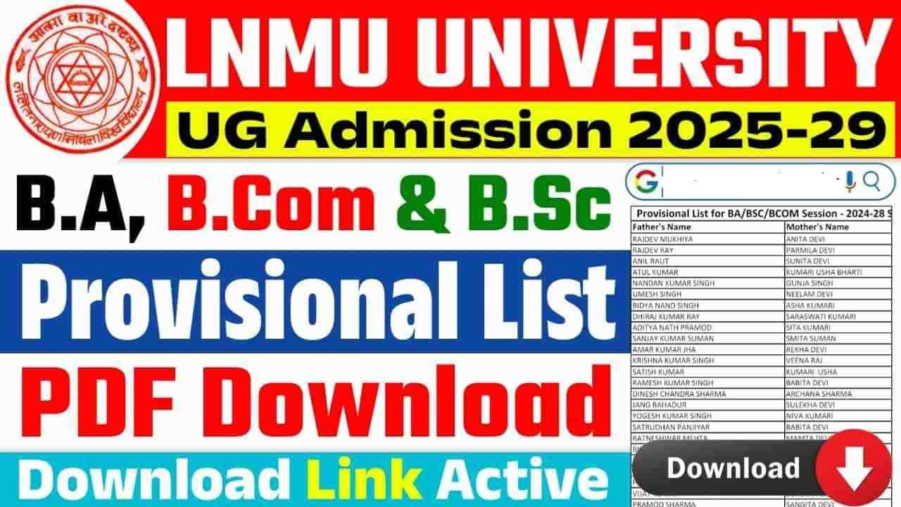 LNMU UG Provisional List 2025-29 : How to Check & Download LNMU UG ...