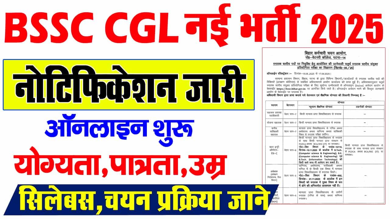 BSSC CGL 4 Vacancy 2025 Online Apply For 1481 Posts – Check Eligibility ...